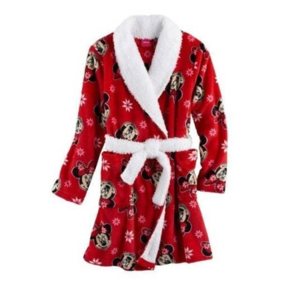 Disney | Pajamas | Minnie Mouse Robe Sz 4 Disney Red Fleece Plush Long ...